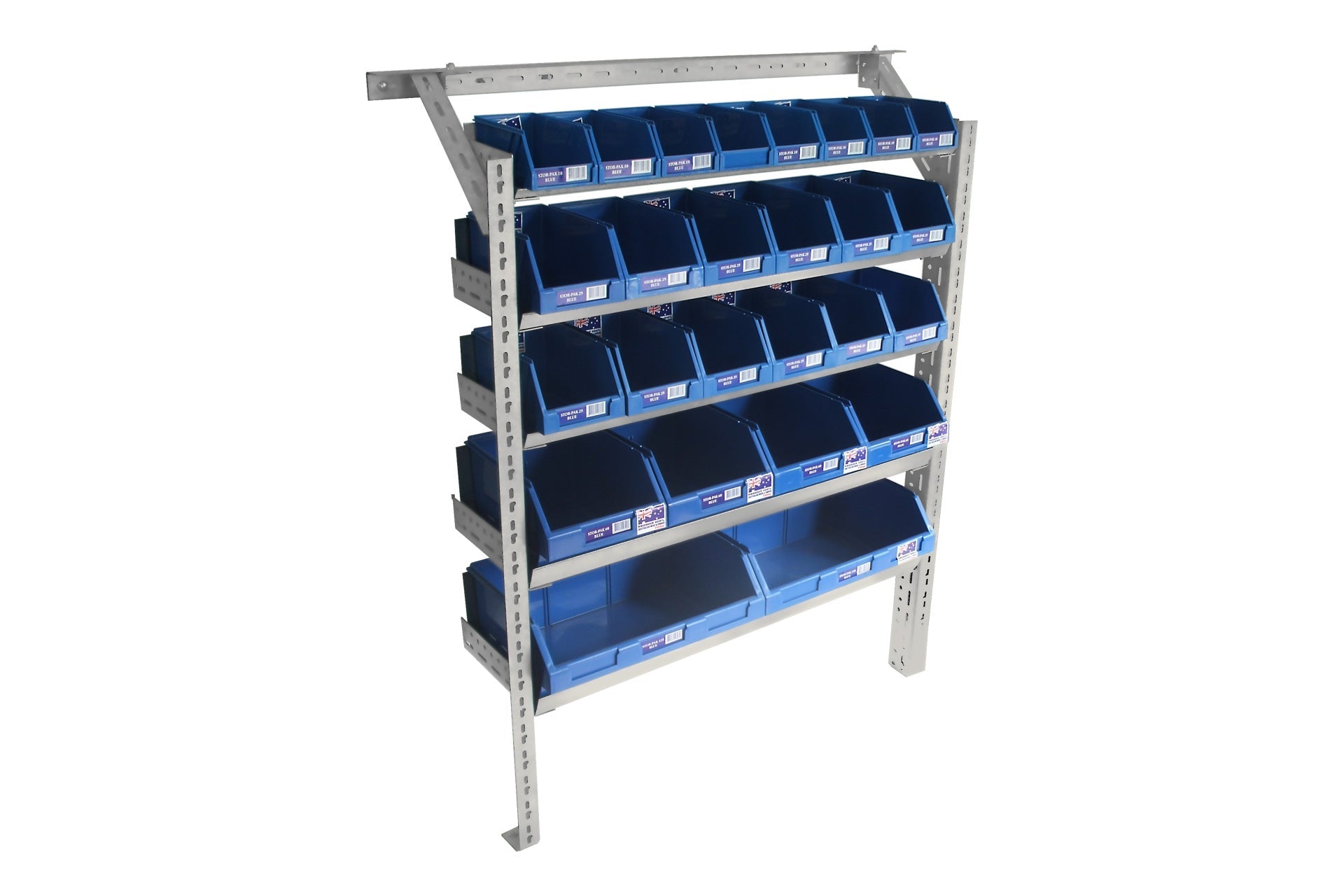 Summit Van Rack Shelving Storage Kit Frame with Fischer Plastic Bins ...